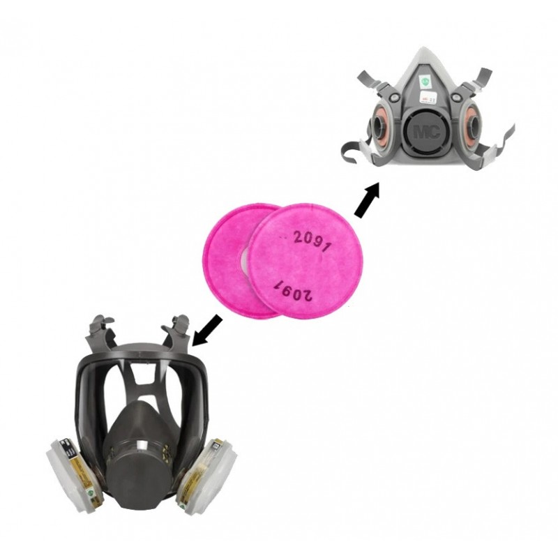 2 Filtres masque P3 pour Masque 3M